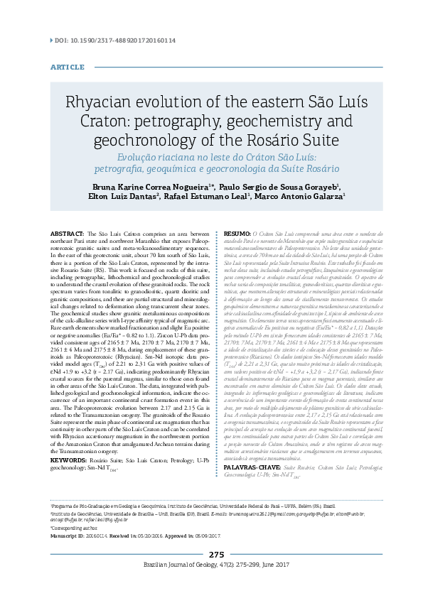 (PDF) Rhyacian evolution of the eastern São Luís Craton: petrography ...
