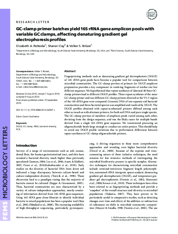 (PDF) GC-clamp primer batches yield 16S rRNA gene amplicon pools with ...