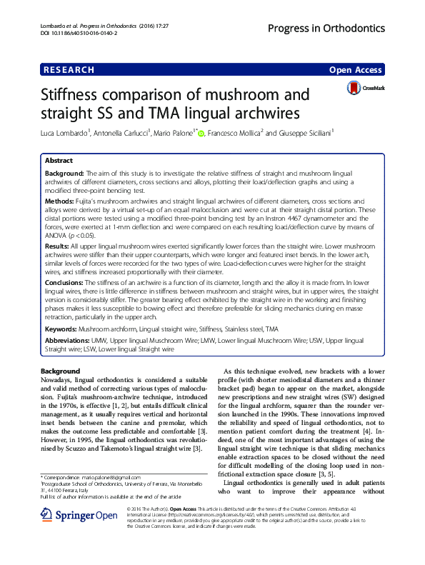 (PDF) Stiffness comparison of mushroom and straight SS and TMA lingual ...