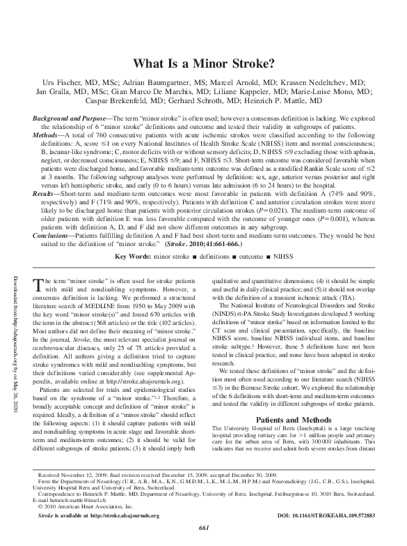 (PDF) What Is a Minor Stroke?