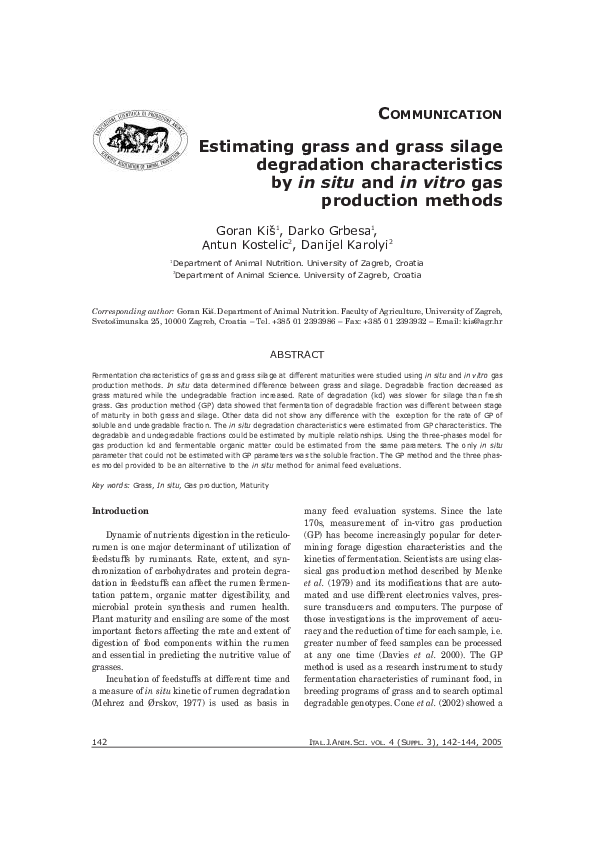 (PDF) Estimating grass and grass silage degradation characteristics by ...