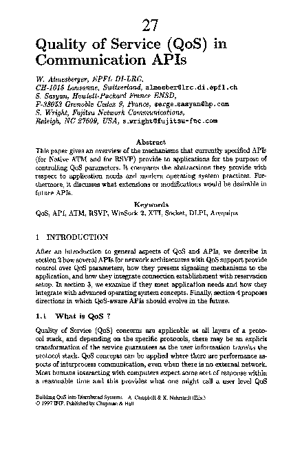 (PDF) Quality of Service (QoS) in Communication APIs