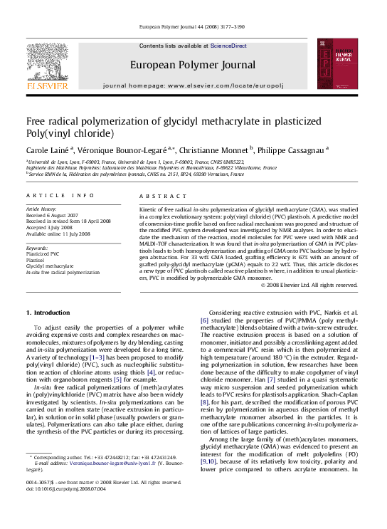 (PDF) Free radical polymerization of glycidyl methacrylate in ...