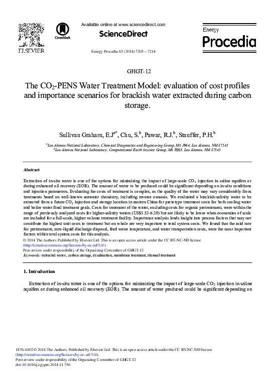 (PDF) The CO2-PENS Water Treatment Model: Evaluation of Cost Profiles ...