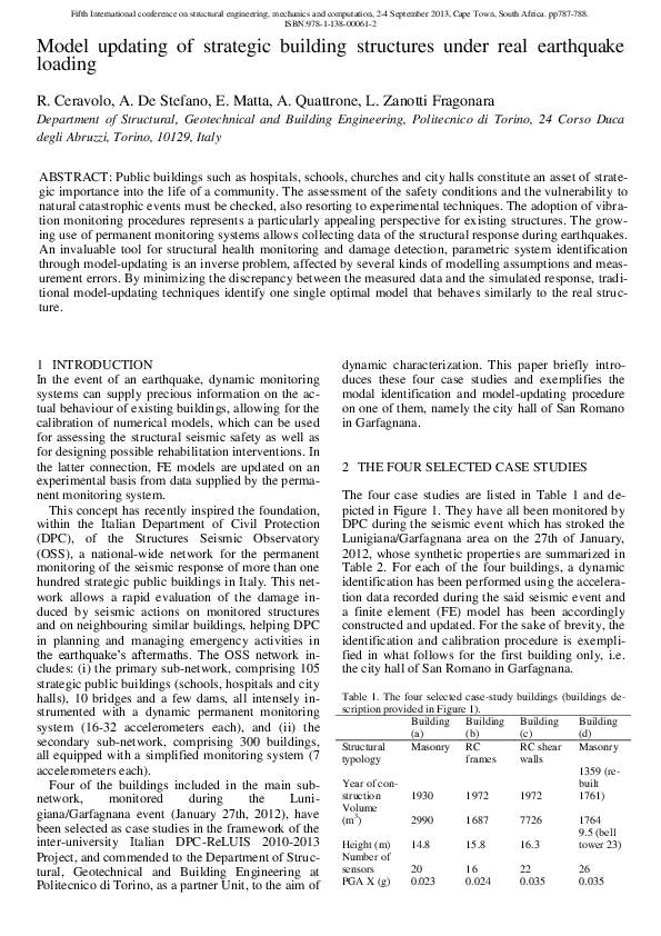 (PDF) Model updating of strategic building structures under real ...