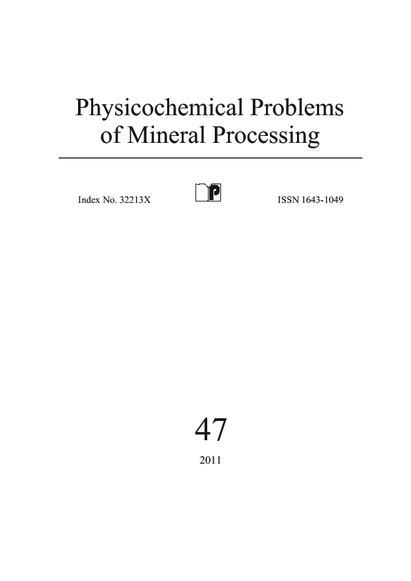 (PDF) Physicochemical Problems of Mineral Processing, nr 47 (2011)