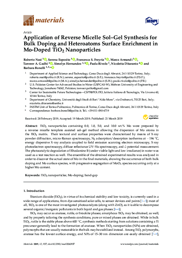 (PDF) Application of Reverse Micelle Sol–Gel Synthesis for Bulk Doping ...