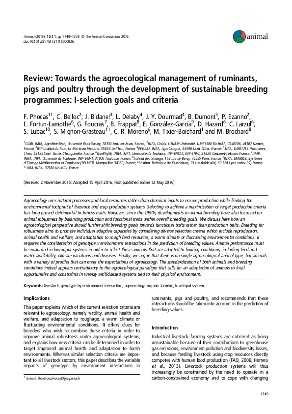 (PDF) Review: Towards the agroecological management of ruminants, pigs ...