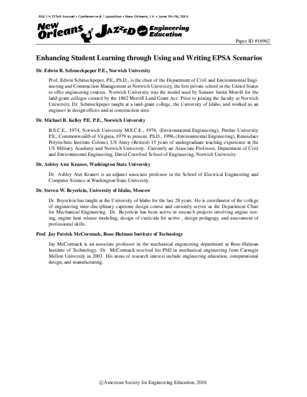 (PDF) Enhancing Student Learning through Using and Writing EPSA Scenarios