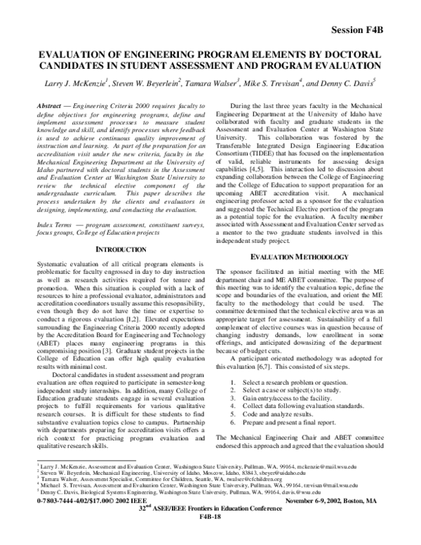 (PDF) Evaluation of engineering program elements by doctoral candidates ...