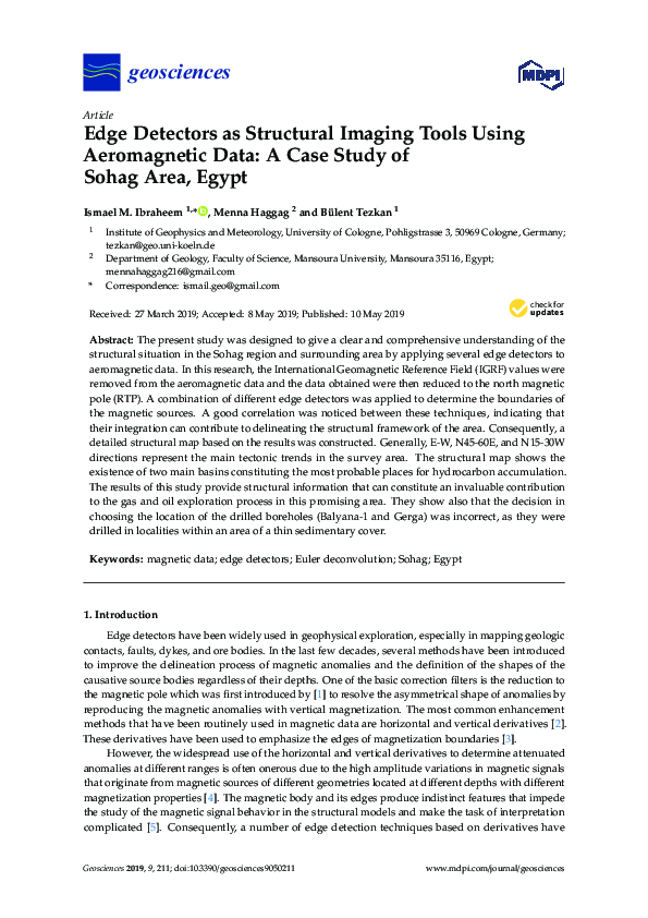 (PDF) Edge Detectors as Structural Imaging Tools Using Aeromagnetic Data: A Case Study of Sohag ...