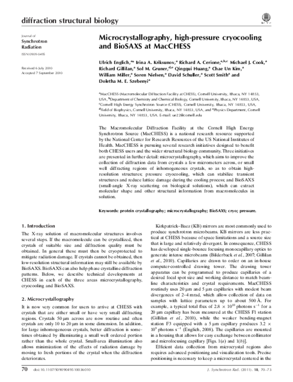 (PDF) Microcrystallography, high-pressure cryocooling and BioSAXS at ...
