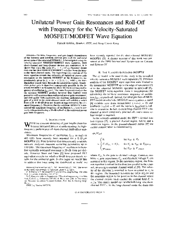 (PDF) Unilateral power gain resonances and roll-off with frequency for ...