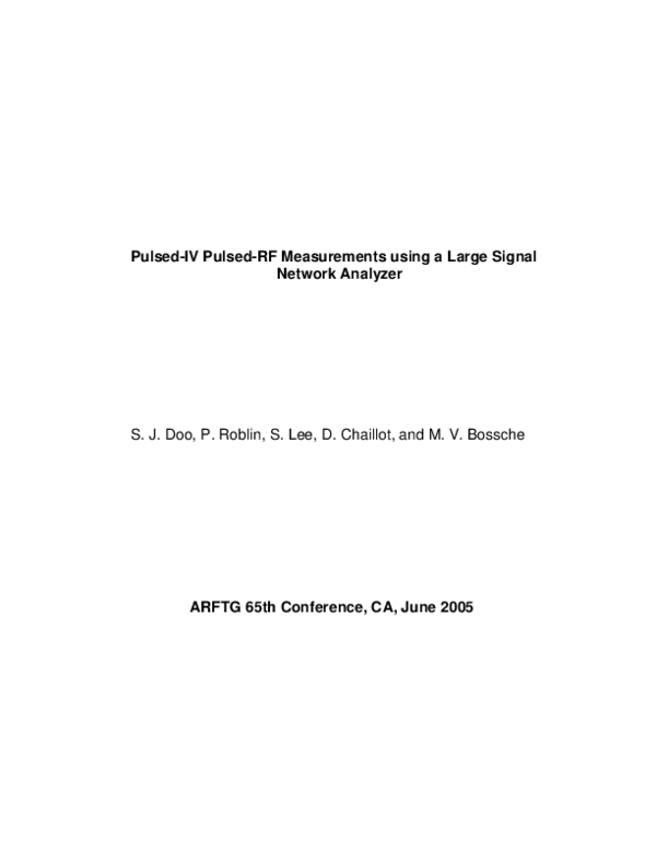 (PDF) Pulsed-IV pulsed-RF measurements using a large signal network analyzer
