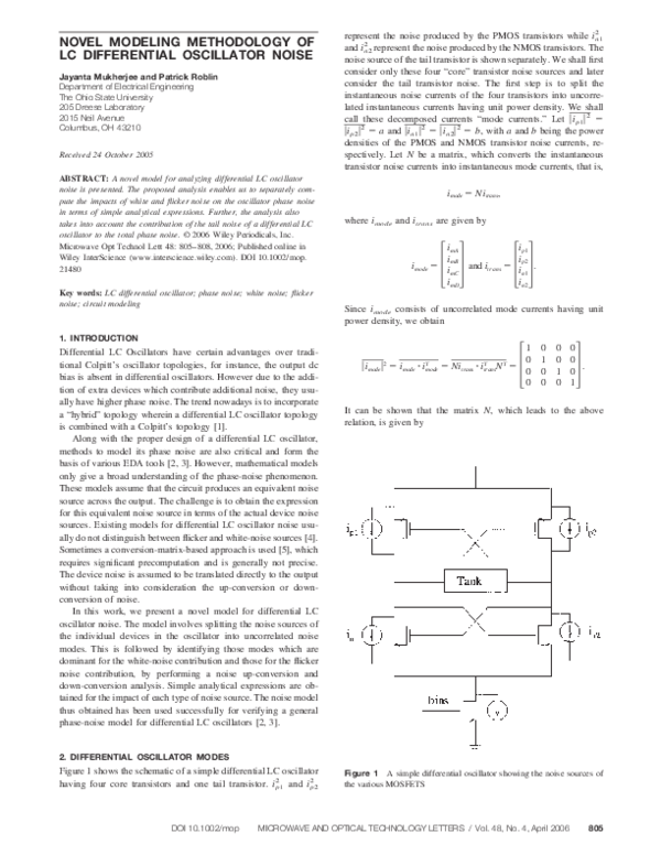 (PDF) Novel modeling methodology of LC differential oscillator noise | Patrick Roblin - Academia.edu