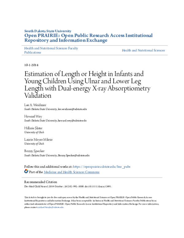 (PDF) Estimation of length or height in infants and young children ...
