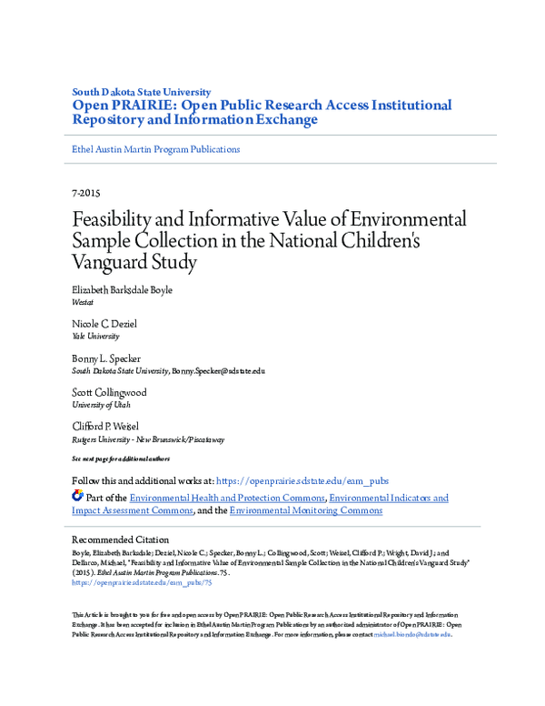 (PDF) Feasibility and informative value of environmental sample ...