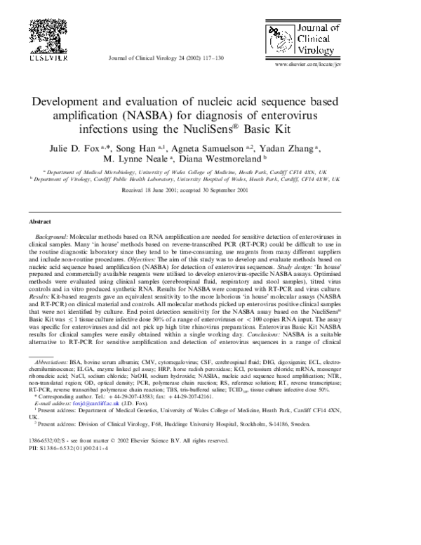 (PDF) Development and evaluation of nucleic acid sequence based ...