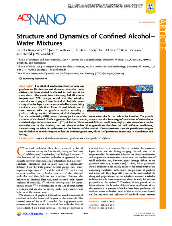 (PDF) Structure and Dynamics of Confined Alcohol-Water Mixtures