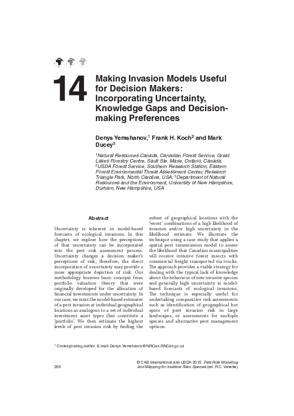(PDF) Making invasion models useful for decision makers: incorporating ...