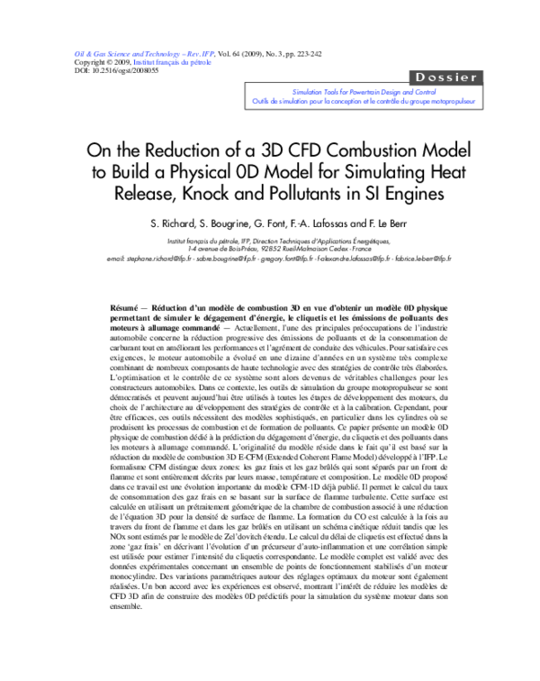 (PDF) On the Reduction of a 3D CFD Combustion Model to Build a Physical ...