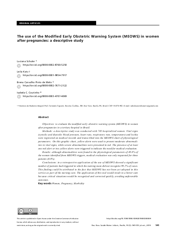 (PDF) The use of the Modified Early Obstetric Warning System (MEOWS) in ...