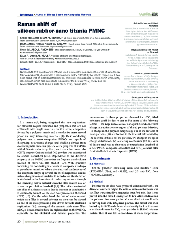 (PDF) Raman shift of silicon rubber-nano titania PMNC