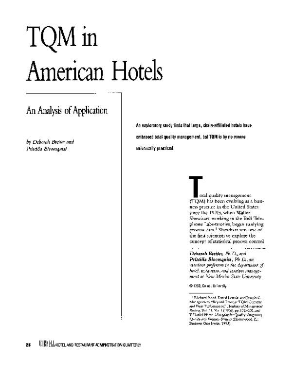 (PDF) TQM in American hotels