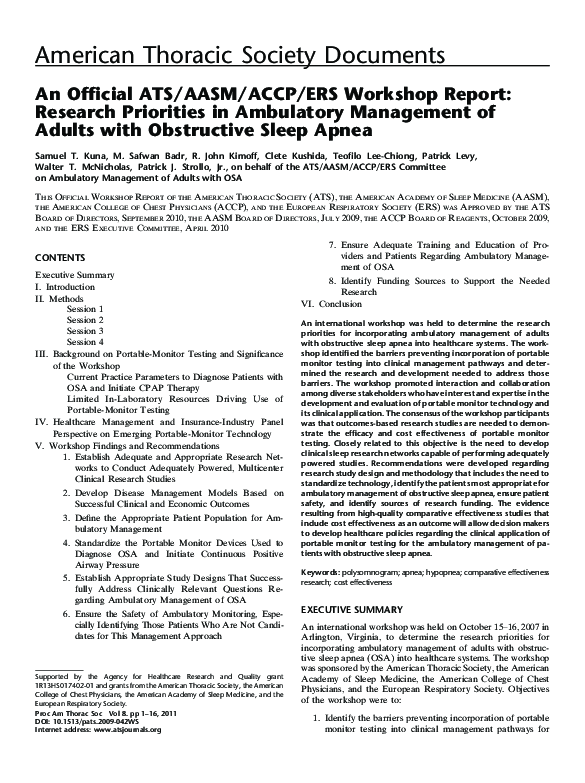 (PDF) An official ATS/AASM/ACCP/ERS workshop report: Research ...