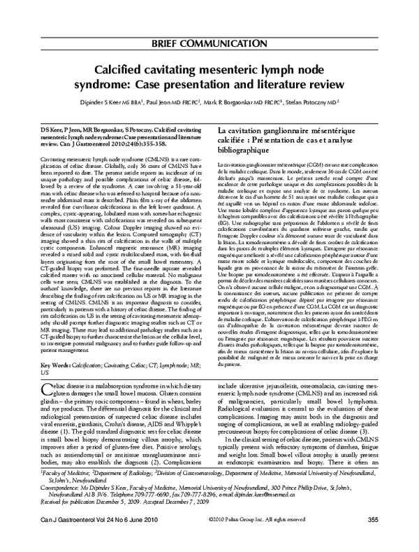 (PDF) Calcified cavitating mesenteric lymph node syndrome: case ...