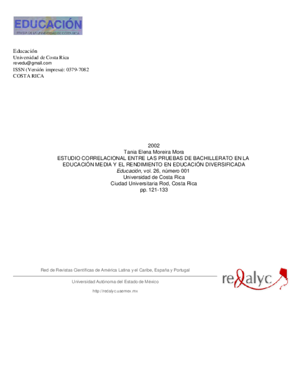 (PDF) Estudio correlacional entre las pruebas de bachillerato en la ...