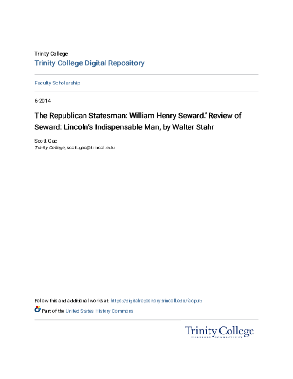 (PDF) The Republican Statesman: William Henry Seward.’ Review of Seward ...