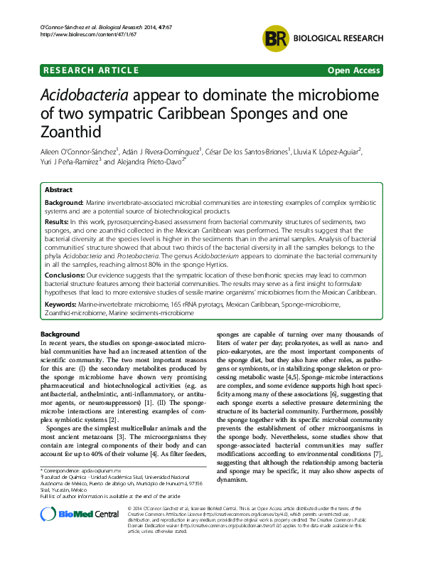 (PDF) Acidobacteria appear to dominate the microbiome of two sympatric ...