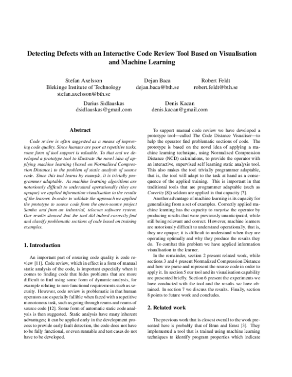 (PDF) Detecting Defects with an Interactive Code Review Tool Based on ...
