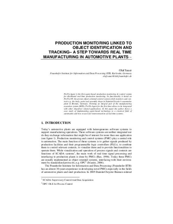 (PDF) Production Monitoring Linked to Object Identification and ...