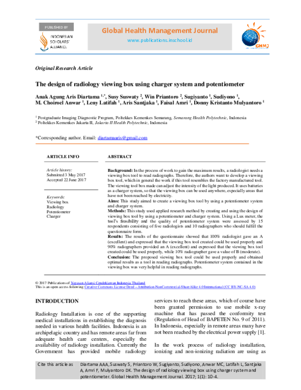 (PDF) The design of radiology viewing box using light emitting diode ...