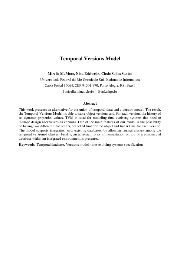 (PDF) Temporal versions model
