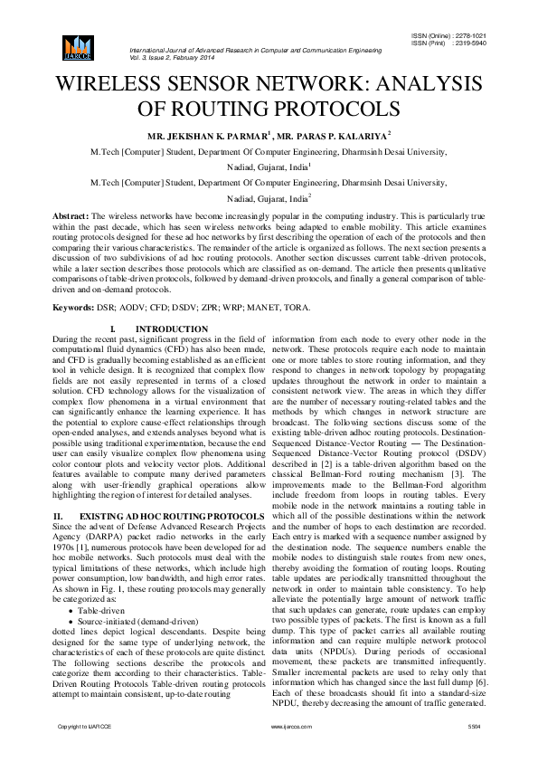(PDF) Wireless Sensor Network: Analysis Of Routing Protocols