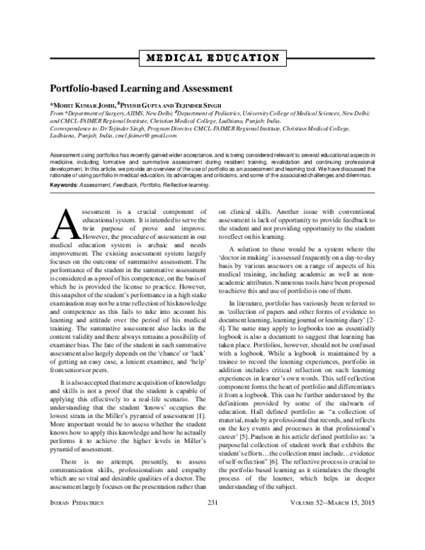 (PDF) Portfolio-based learning and assessment