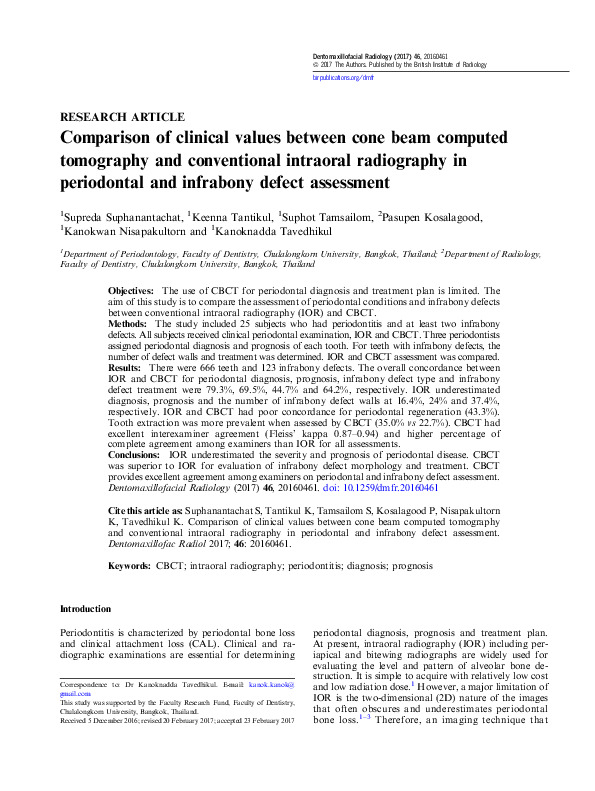 Pdf Comparison Of Clinical Values Between Cone Beam Computed