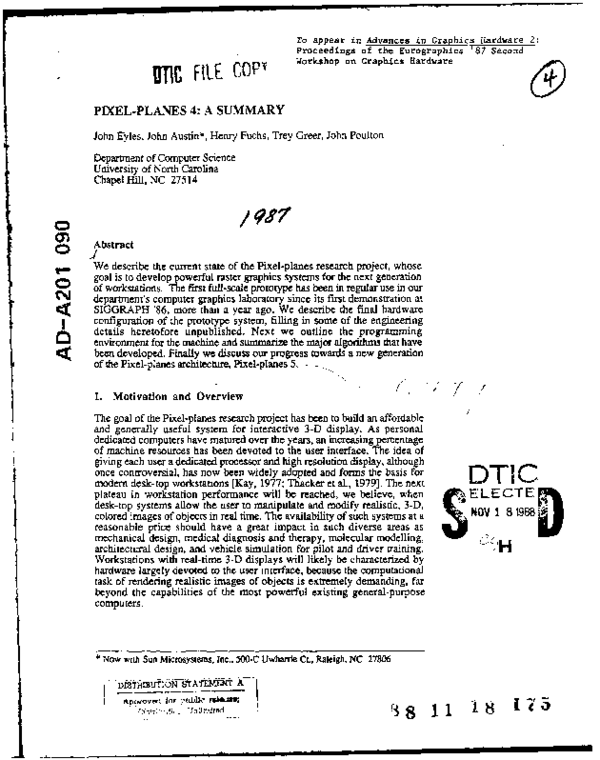 (PDF) Pixel-Planes 4: A Summary