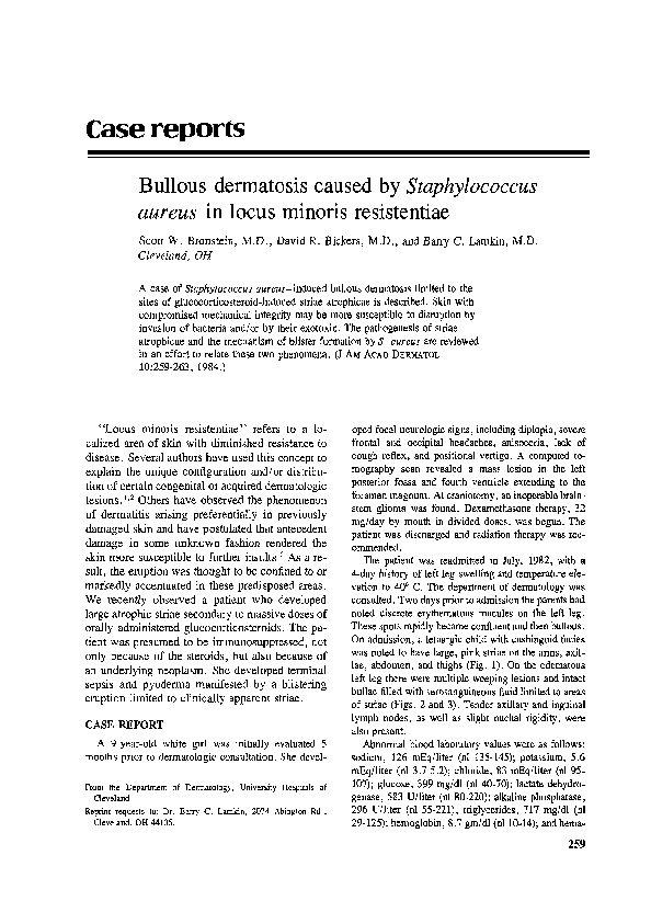 (PDF) Bullous dermatosis caused by Staphylococcus aureus in locus ...