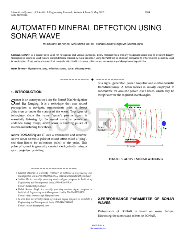 (PDF) Automated Mineral Detection Using SONAR wave