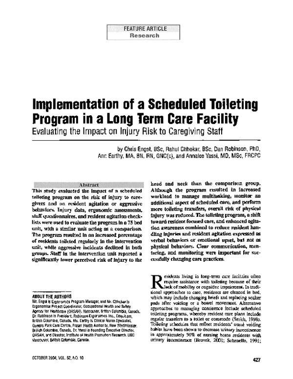 (PDF) Implementation of a scheduled toileting program in a long term ...