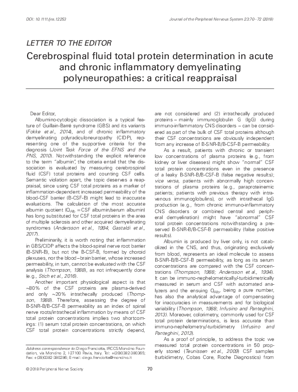 (PDF) Cerebrospinal fluid total protein determination in acute and ...