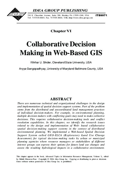 (PDF) Web-Based Collaborative Spatial Decision-Making for GIS