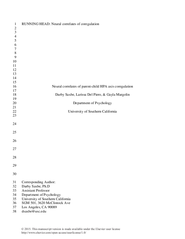 (PDF) Neural correlates of parent-child HPA axis coregulation
