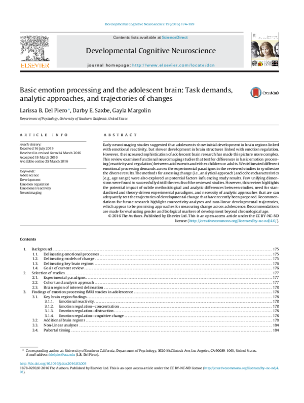 (PDF) Basic emotion processing and the adolescent brain: Task demands ...