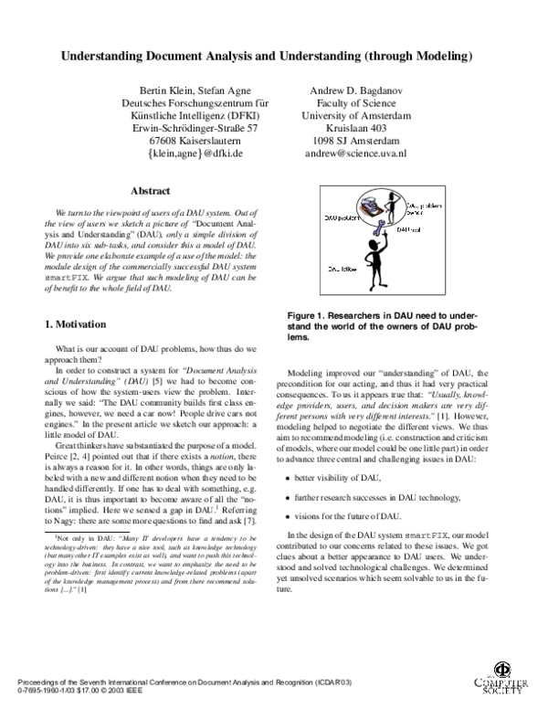 (PDF) Understanding document analysis and understanding (through modeling)
