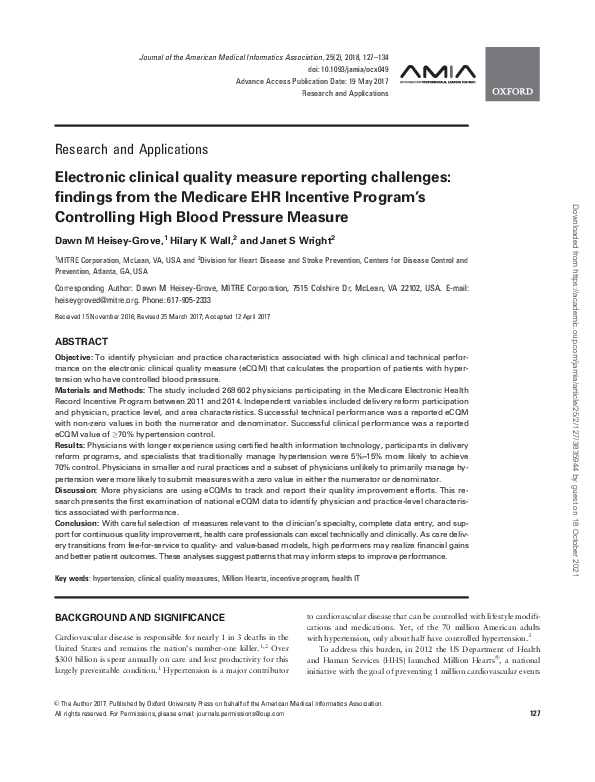 (PDF) Electronic clinical quality measure reporting challenges ...